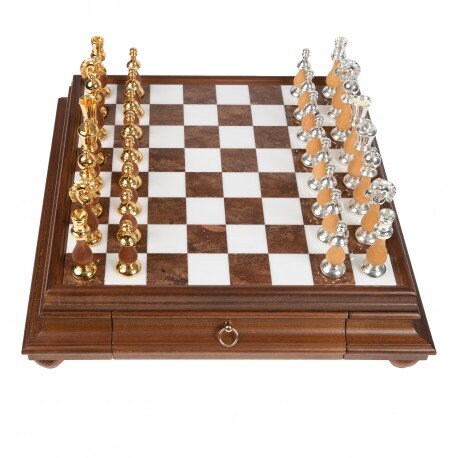 Solid Gold & Silver Chess Set With Luxurious Wood-alabaster Game Board ...