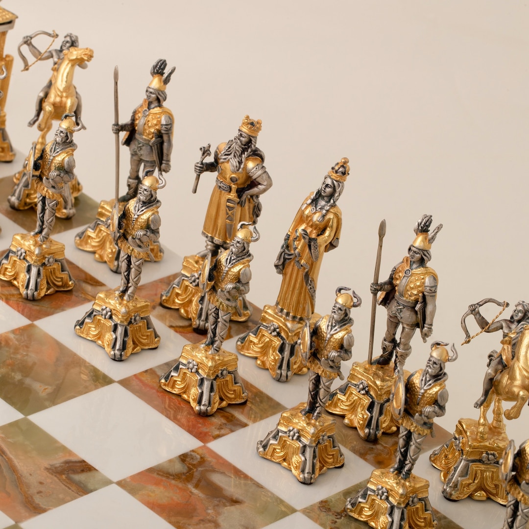 The Vikings: Luxurious Chess Set From Bronze Finished Using Real 24k ...