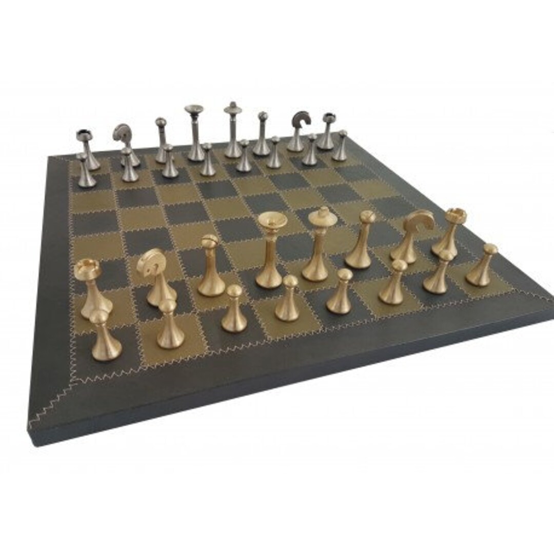 Premium CONTEMPORARY Solid Brass Chess Set With Genuine - Etsy