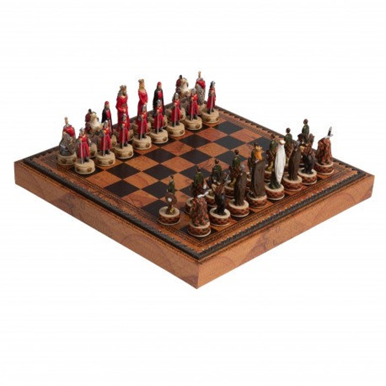 Unique Handpainted Chess Set With Leatherlike Chess Boardbox - Etsy