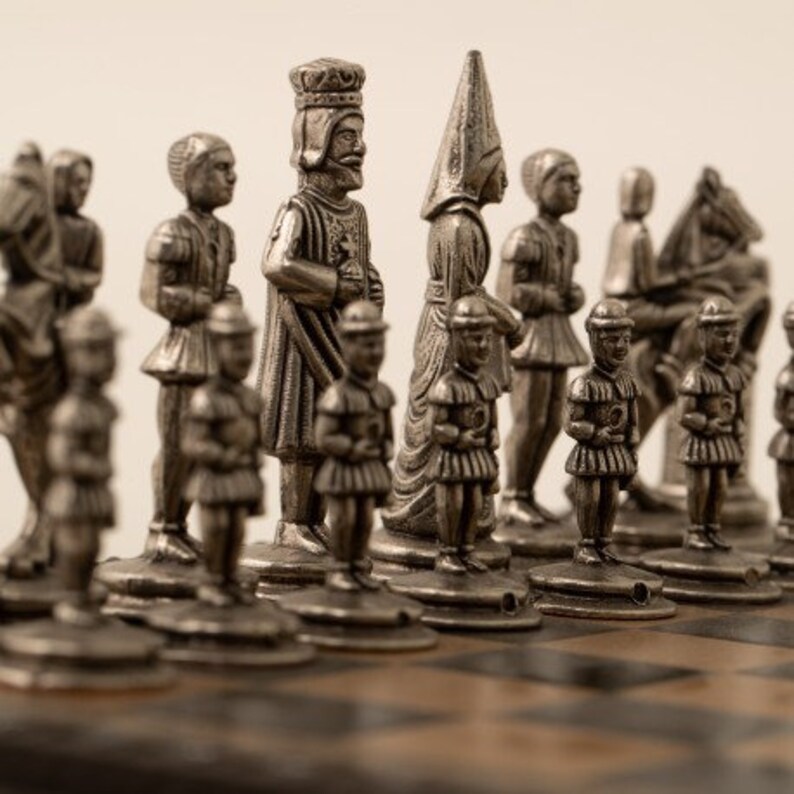 Solid Metal Camelot Theme Chess Set With Gameboard/box - Etsy
