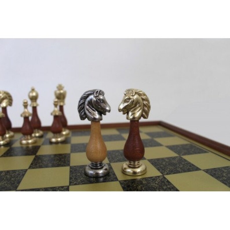 ARABIC STYLE SET: Metal & Wood Chess Pieces Brass Effect - Etsy