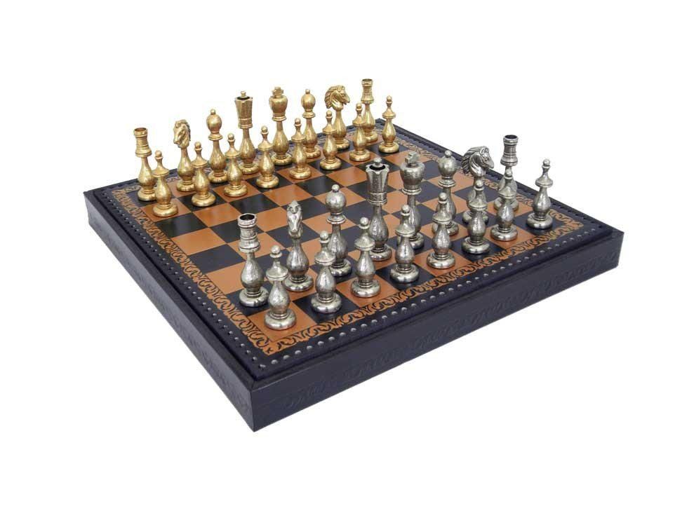 Arabic Style Metal Chess Set With Leatherette Chessboard + CHECKER SET ...