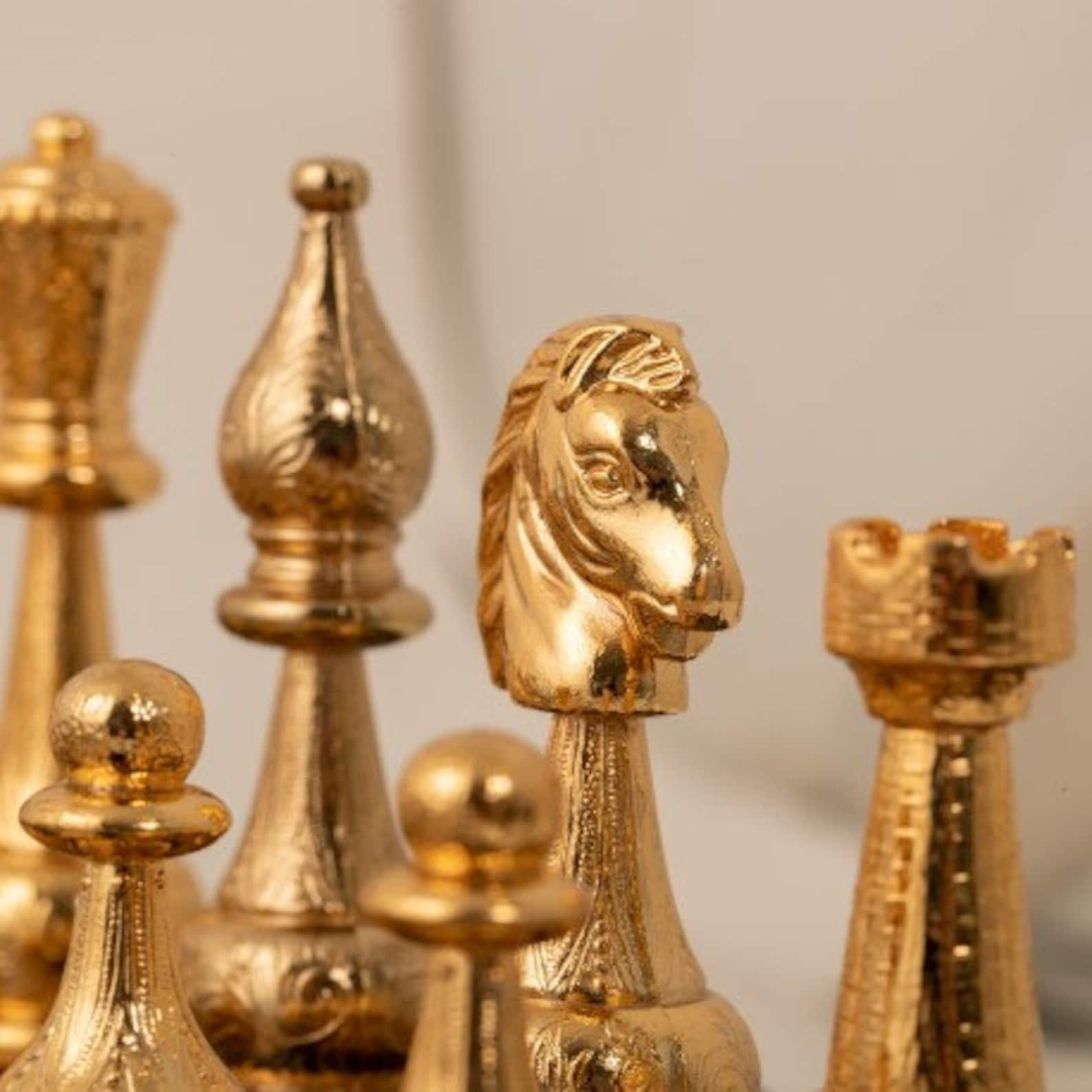 Solid Metal Real Gold/silver Chess Set With Gameboard/box - Etsy