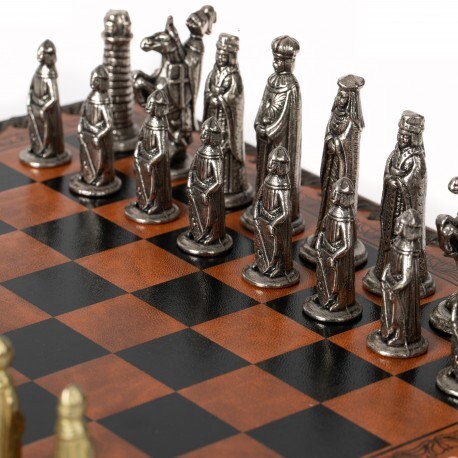 Medieval Style Metal Chess Set With Beautiful Leatherlike Box - Etsy