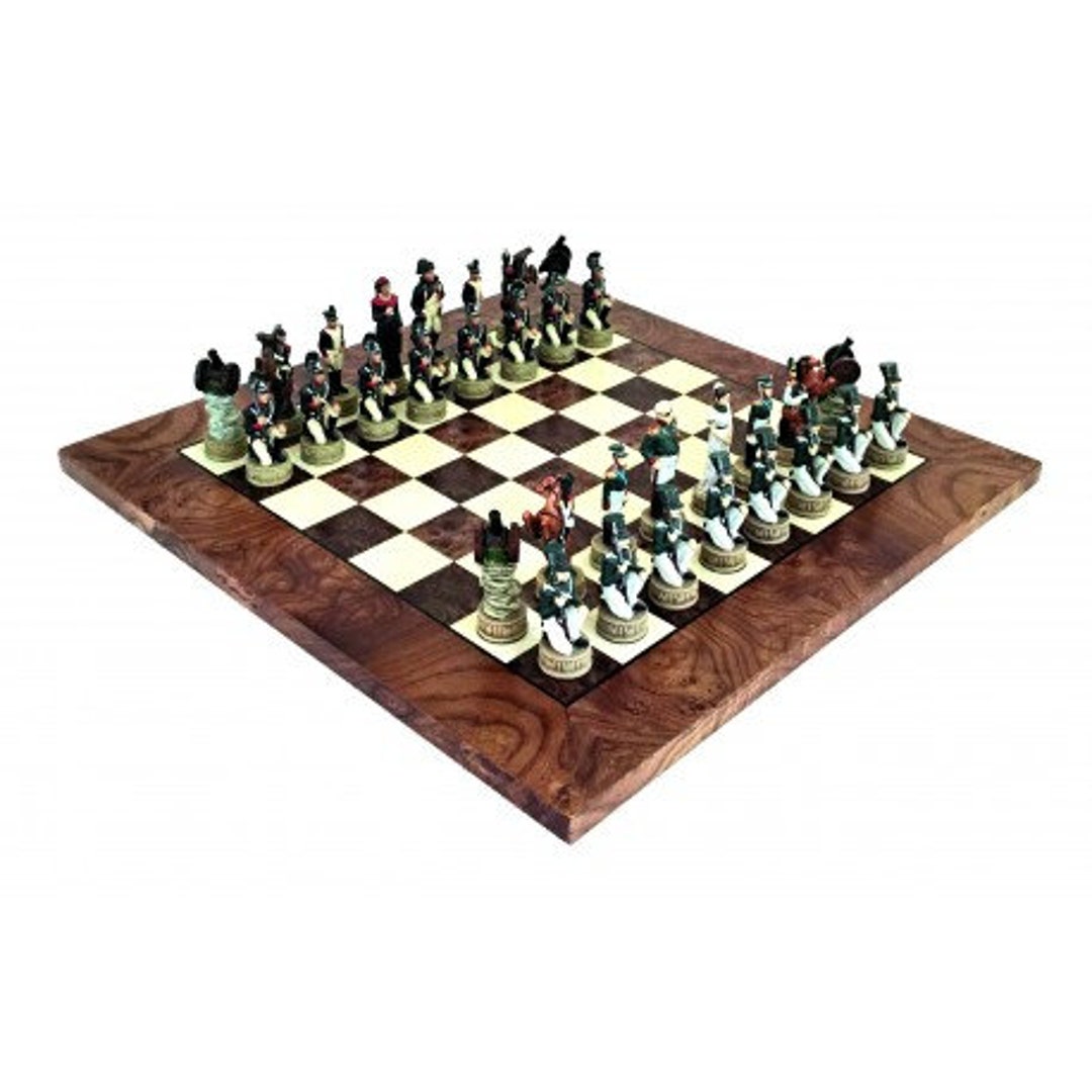 Napoleon in Russia: Handpainted Chess Set With Briar Elm Wood ...