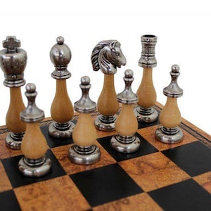 Arabic Style Wood & Metal Chess Set With Unique Chessboard - Etsy