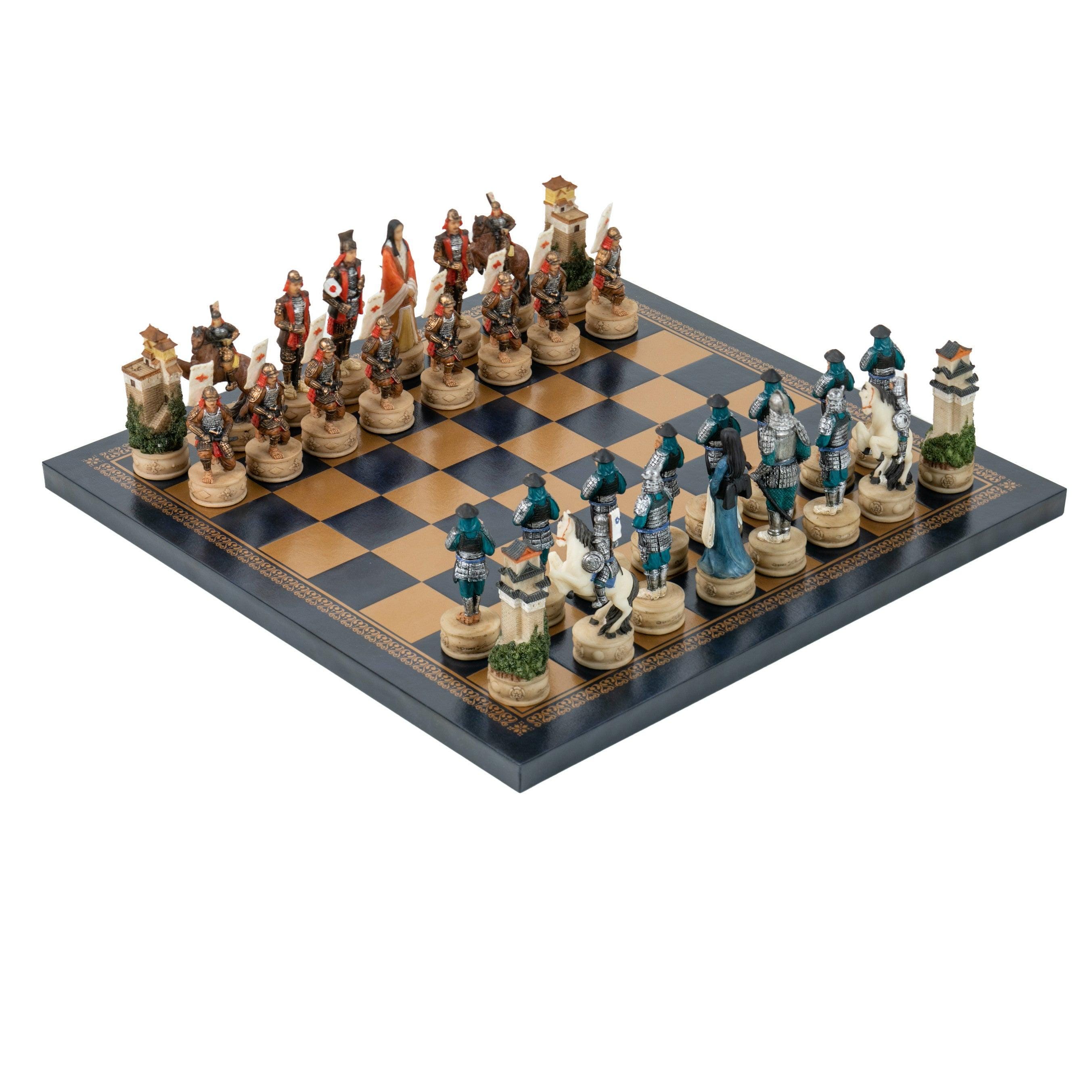 SAMURAI: Handpainted Chess Set With Leatherlike Chess Board - Etsy