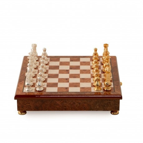 Luxurious Golden/silver Chess Set With Glossy Wooden Chessboard - Etsy