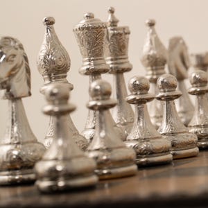 Solid Metal Real Gold/silver Chess Set With Gameboard/box - Etsy