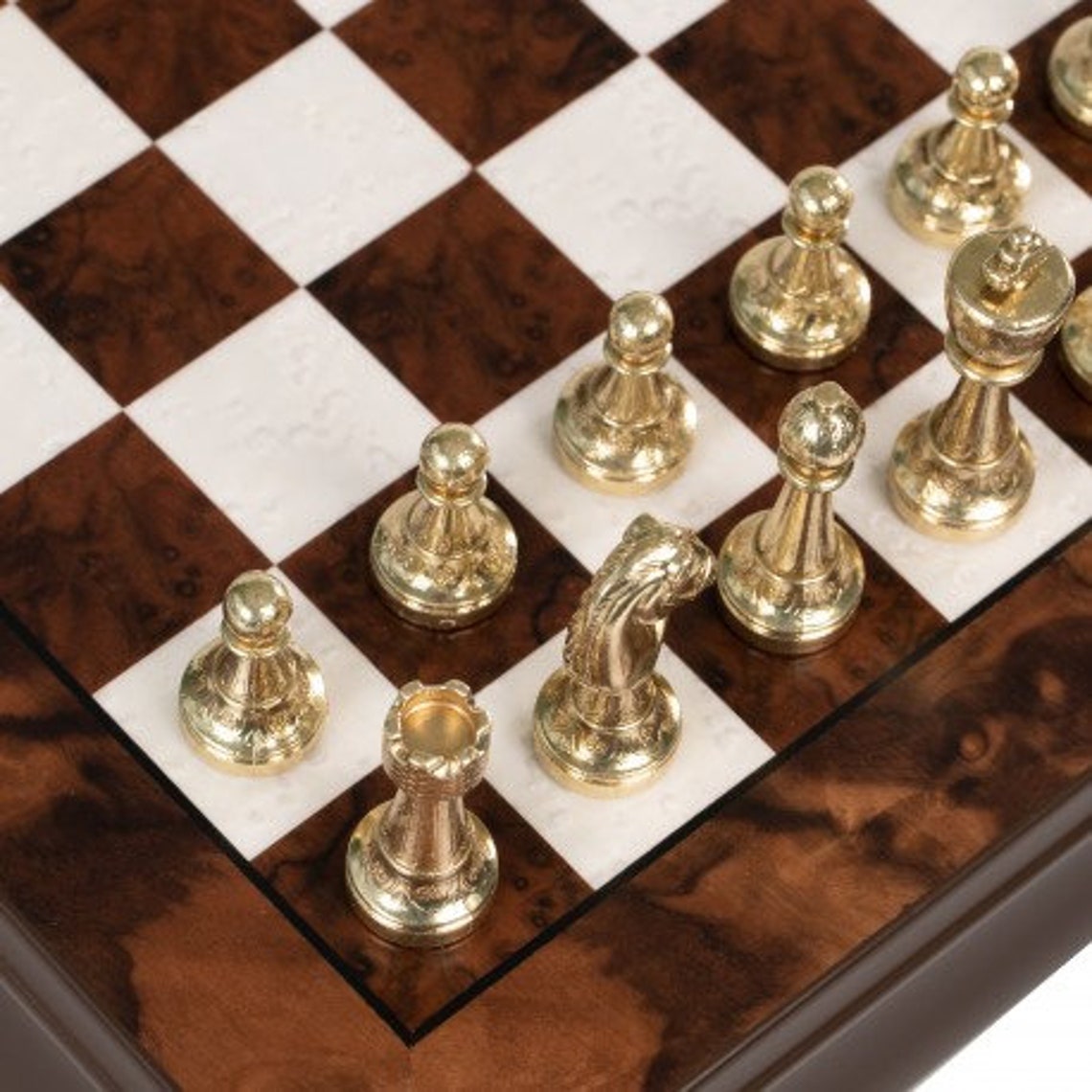 Luxurious Metal Chess Set With Walnut/maple Wooden Chess | Etsy