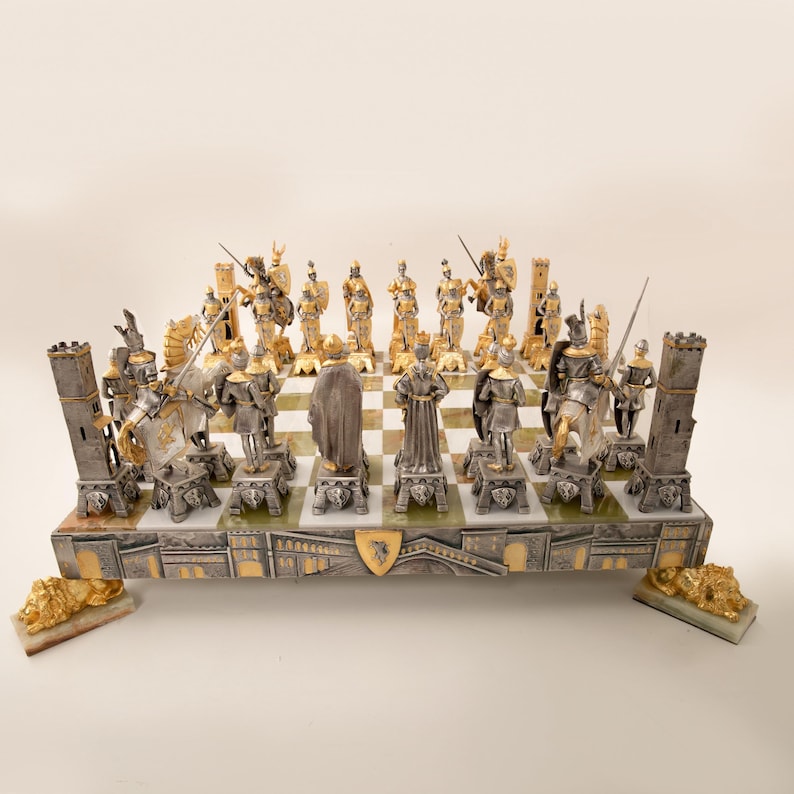 Venetian Set in the Medioeval Period: Chess Set Finished in Real 24k ...
