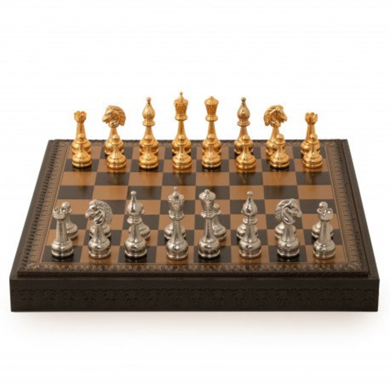 Solid Metal Real Gold/silver Chess Set With Gameboard/box - Etsy