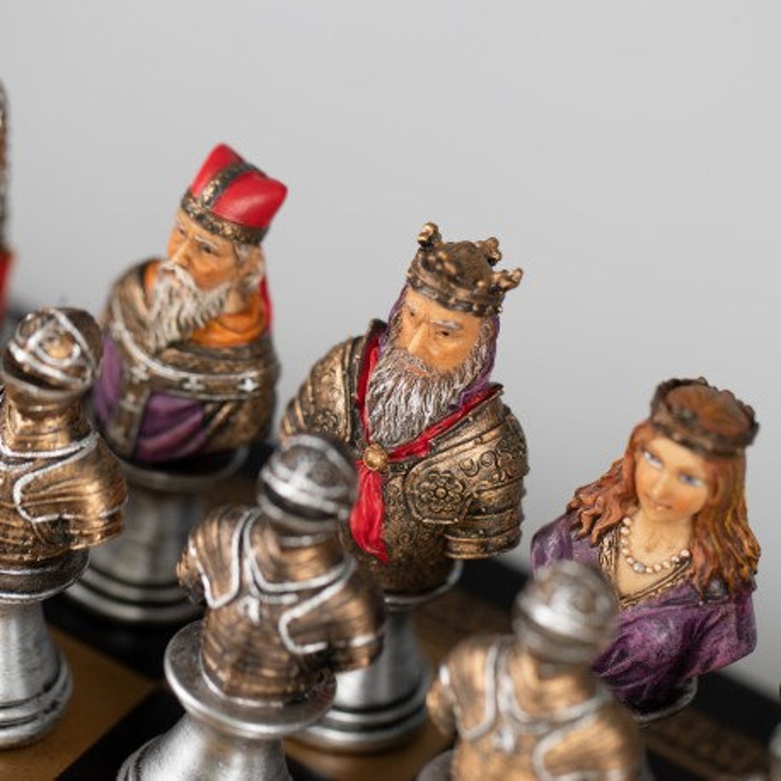 Handpainted MEDIEVAL Chess Set With Leatherlike Chess Board - Etsy