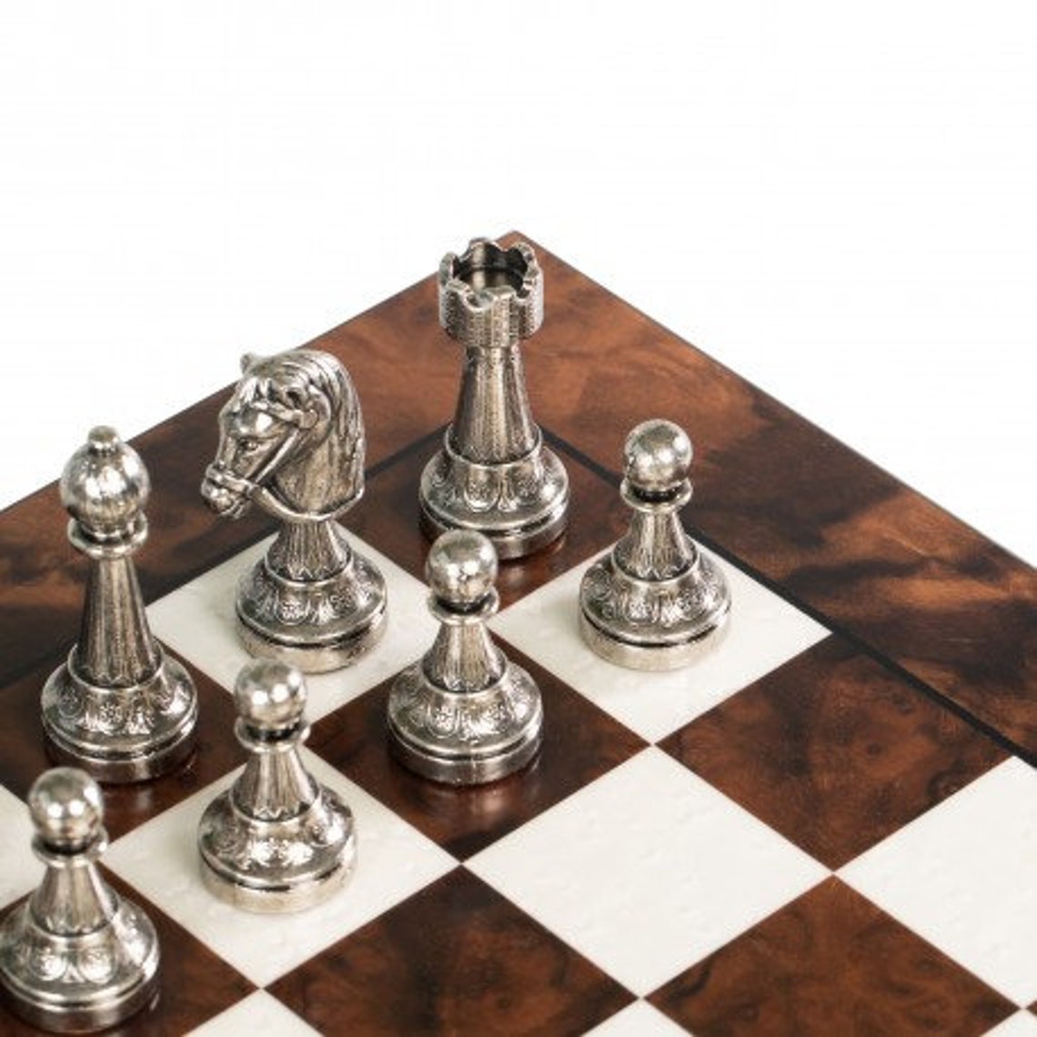 Luxurious Metal Chess Set With Walnut/maple Wooden Chess | Etsy