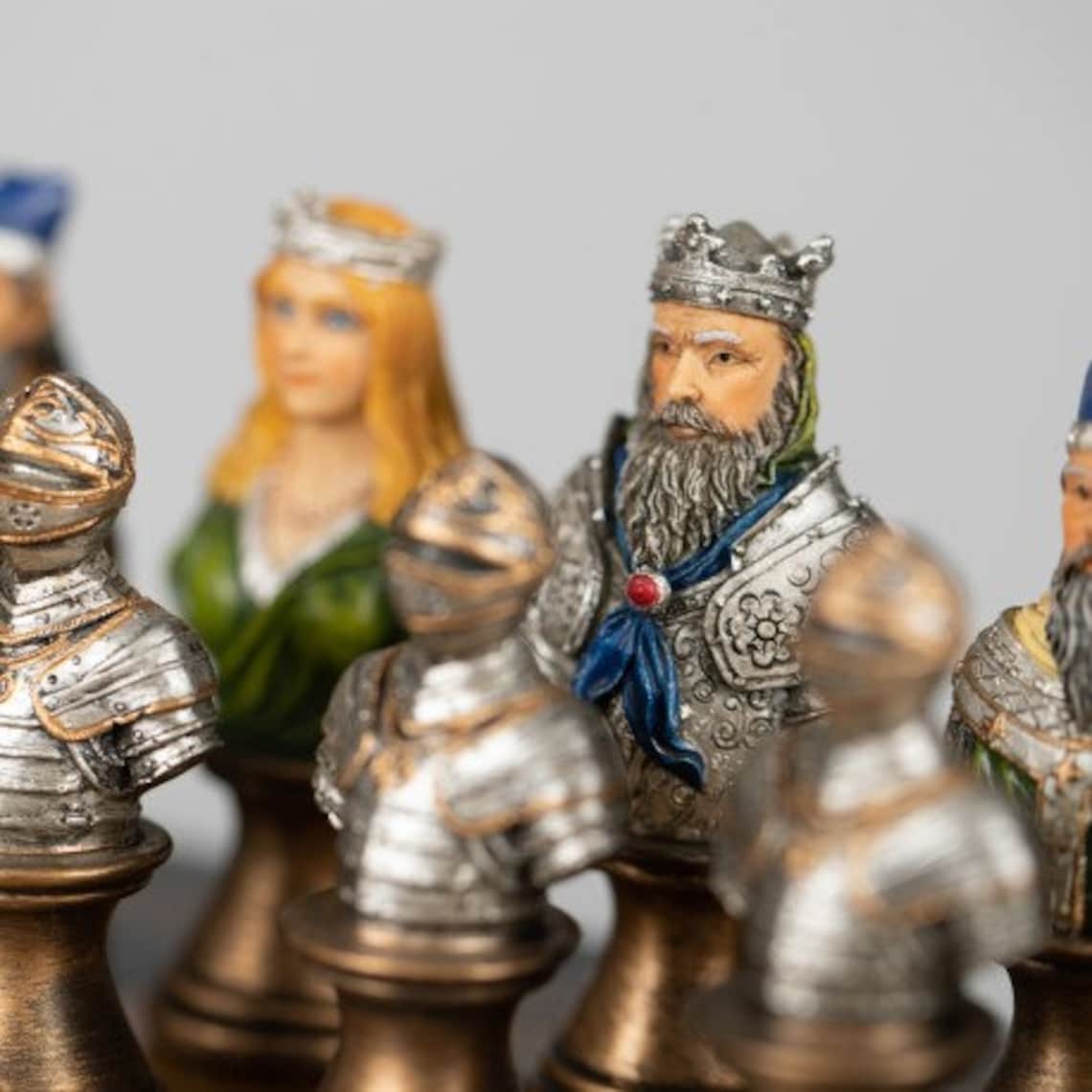 Handpainted MEDIEVAL Chess Set With Leatherlike Chess Board - Etsy