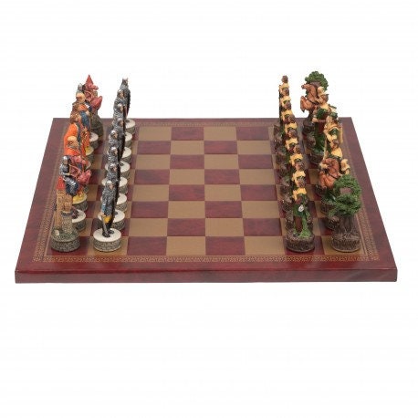 ROBIN HOOD: Handpainted Chess Set With Leatherlike Chess Board - Etsy
