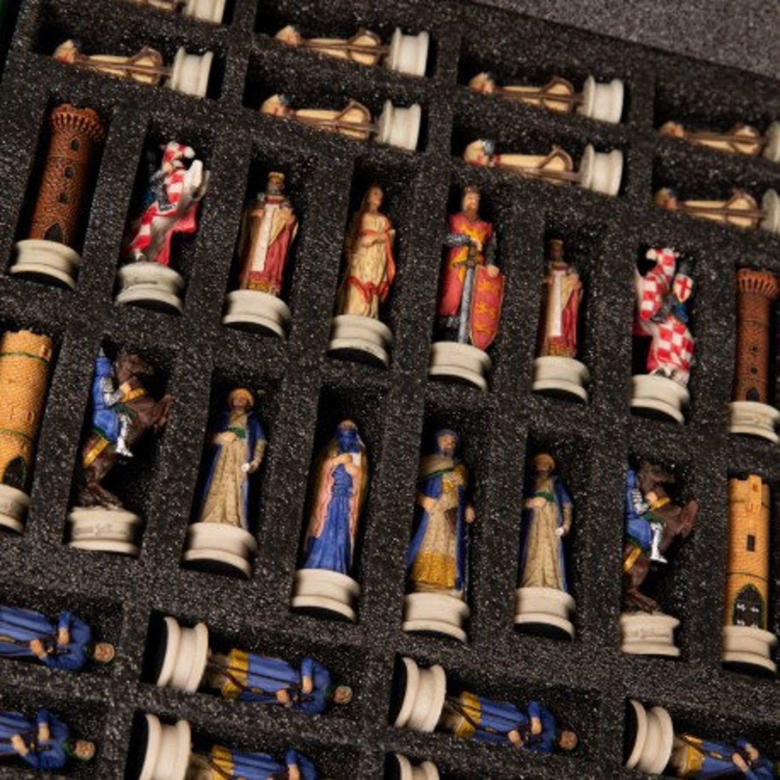 CRUSADE SET: Handpainted Chess Set Leatherette Chessboard & - Etsy