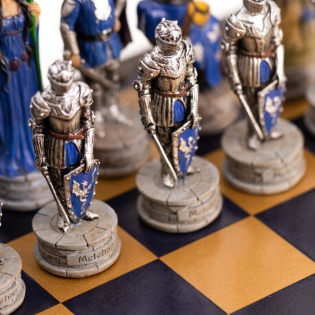 KING ARTHUR: Handpainted Chess Set With Luxurious Leatherette - Etsy