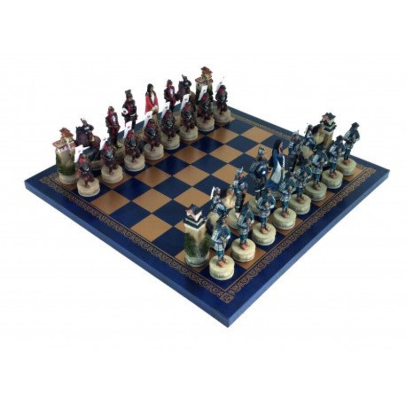 SAMURAI: Handpainted Chess Set With Leatherlike Chess Board - Etsy