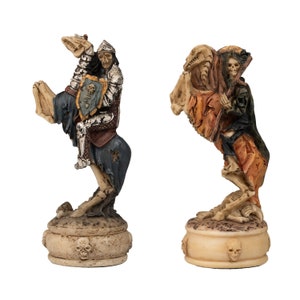 ZOMBIE SET: Handpainted Chess With Briar Erable Wood Chessboard - Etsy