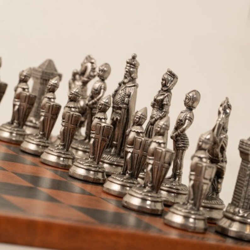 Mary Stuart Metal Chess Set With Leather-like Chessboard - Etsy