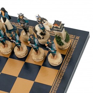 SAMURAI: Handpainted Chess Set With Leatherlike Chess Board - Etsy