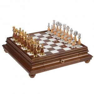 Solid Gold & Silver Chess Set With Luxurious Wood-alabaster - Etsy