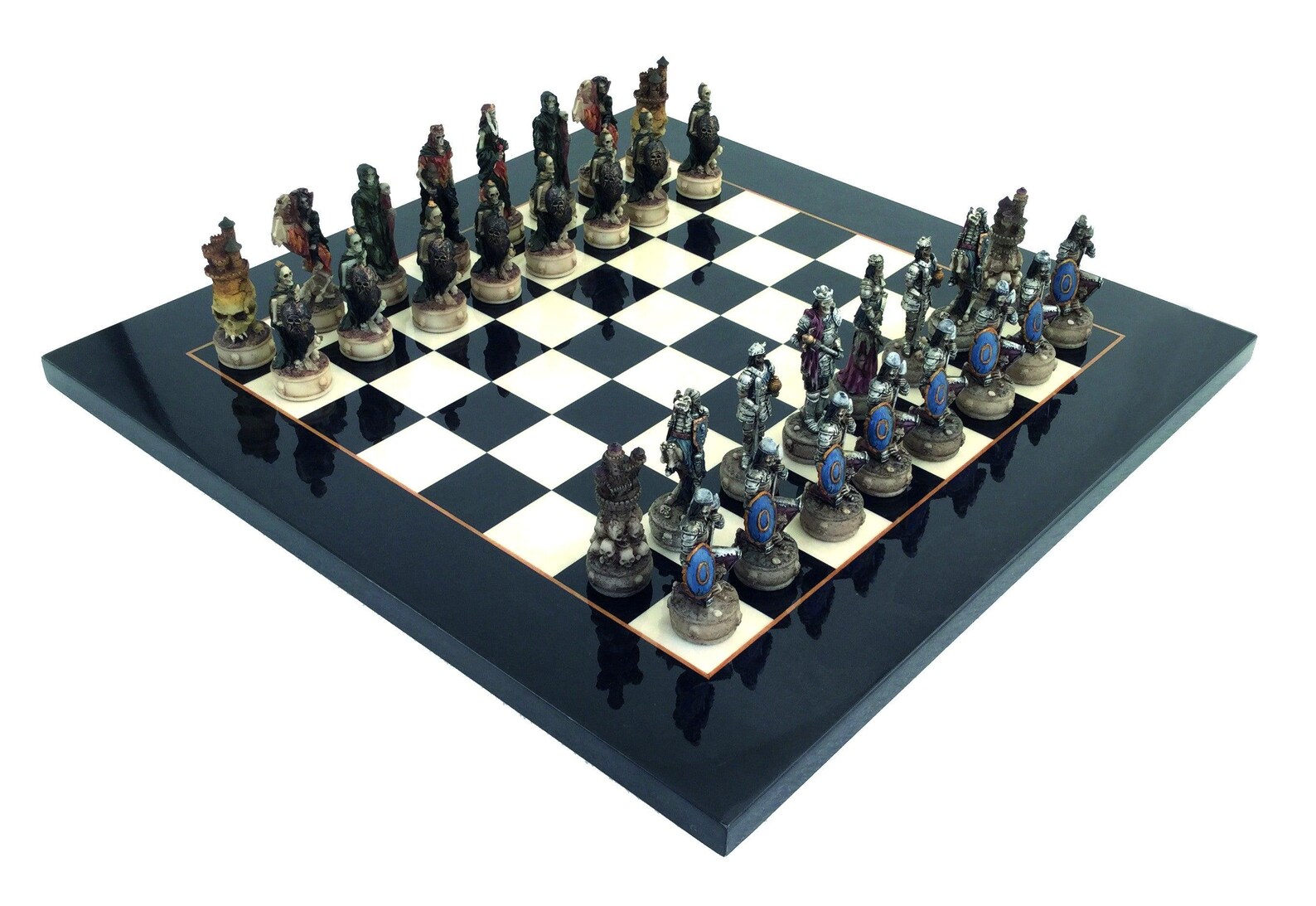 ZOMBIE SET: Handpainted Chess With Briar Erable Wood Chessboard - Etsy