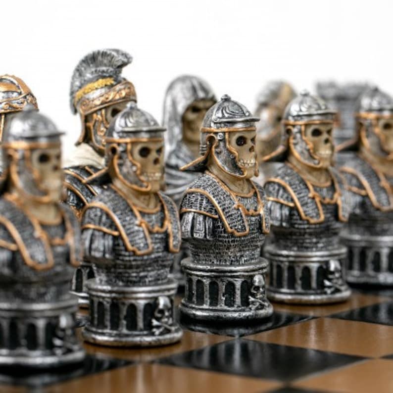 SKELETON Warriors: Unique Handpainted Chess Set With - Etsy