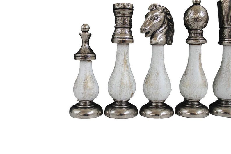 Arabic Style Chess Set With Storage Table, Metal & Wood, Gold/silver ...
