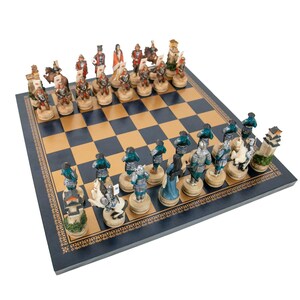 SAMURAI: Handpainted Chess Set With Leatherlike Chess Board - Etsy