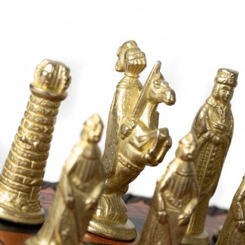 Medieval Style Metal Chess Set With Beautiful Leatherlike Box - Etsy