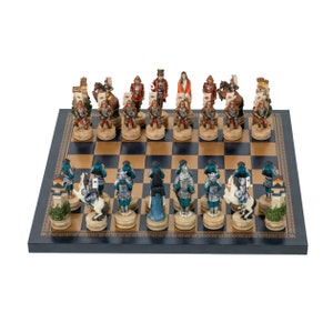 SAMURAI: Handpainted Chess Set With Leatherlike Chess Board - Etsy