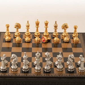 Solid Metal Real Gold/silver Chess Set With Gameboard/box - Etsy
