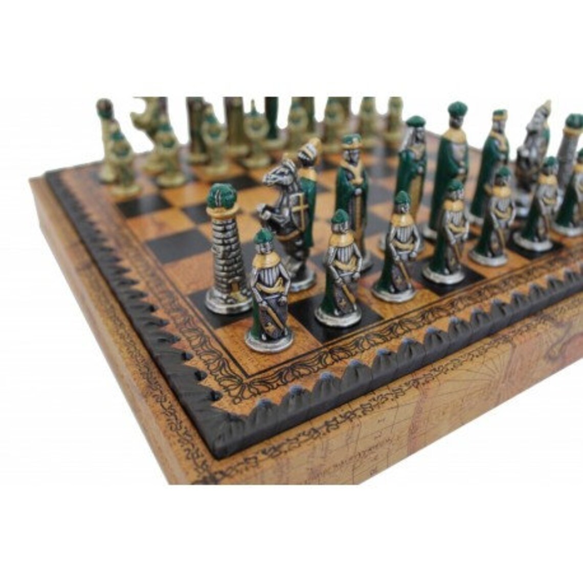 Solid Metal Handpainted Chess Pieces With Beautiful Leather-like ...