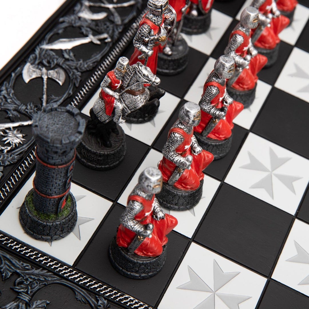 CRUSADERS: Handpainted Chess Set With Unique Chessboard - Etsy UK