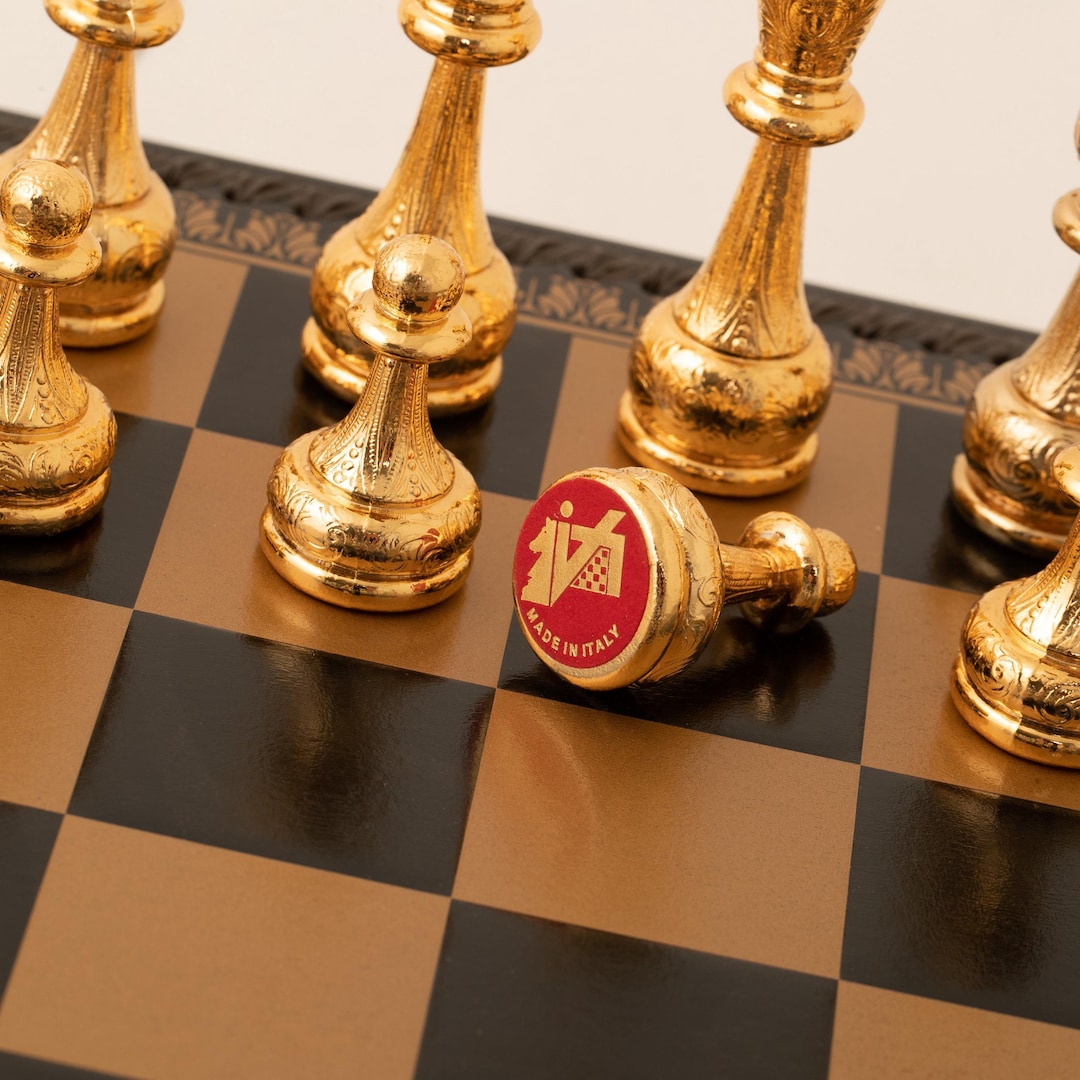 Solid Metal Real Gold/silver Chess Set With Gameboard/box - Etsy