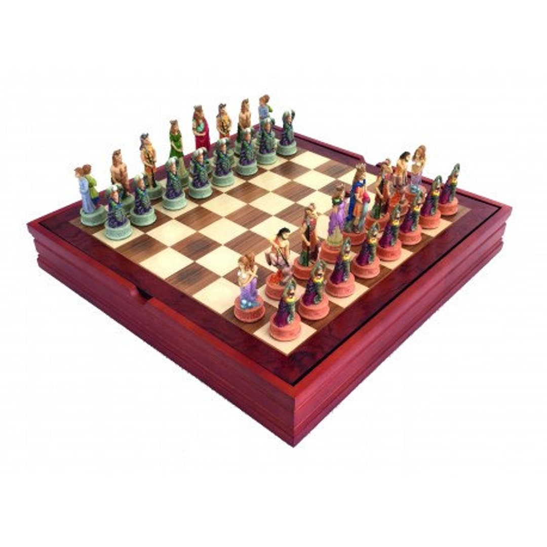 MIDDLE AGES: Chess Set With Ebony Style Chess Board - Etsy