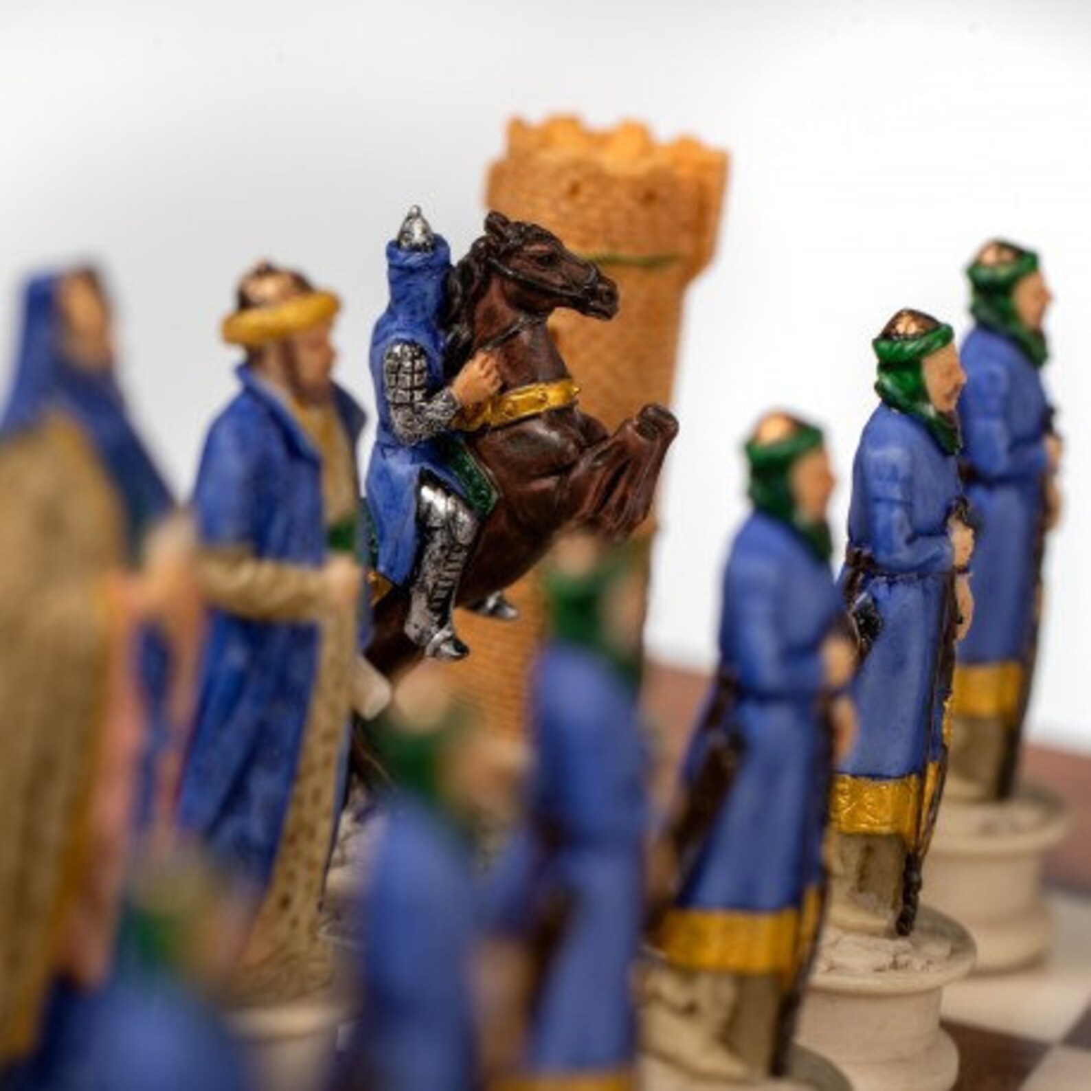 CRUSADE SET: Handpainted Chess Set Leatherette Chessboard & - Etsy