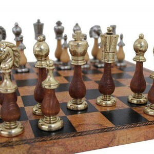 Arabic Style Wood & Metal Chess Set With Unique Chessboard - Etsy