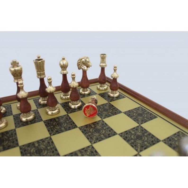 ARABIC STYLE SET: Metal & Wood Chess Pieces Brass Effect - Etsy