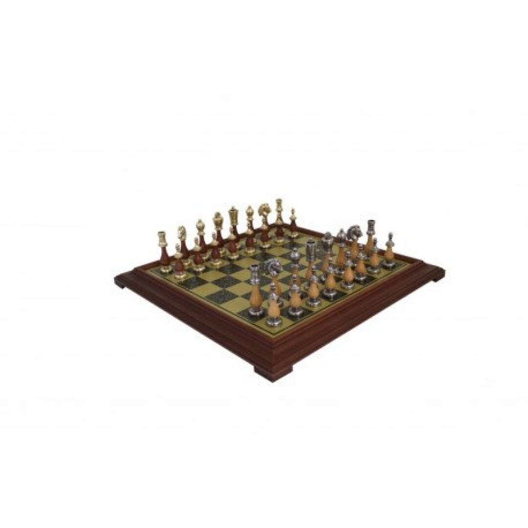 ARABIC STYLE SET: Metal & Wood Chess Pieces Brass Effect - Etsy