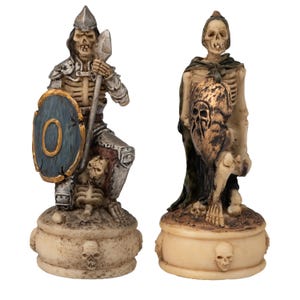 ZOMBIE SET: Handpainted Chess With Leatherette Chessboard & Box ...