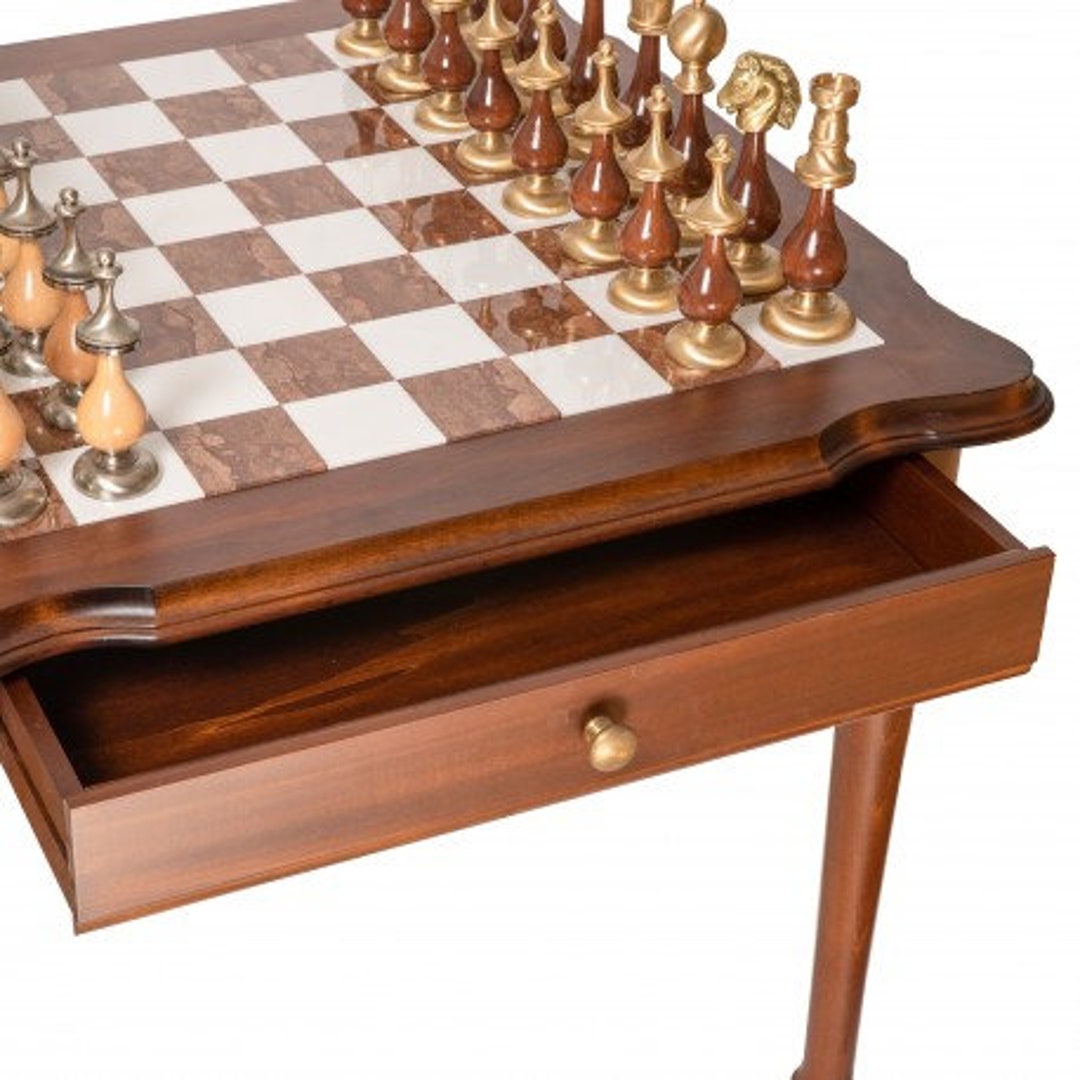 LARGE Beautiful Wood Alabaster Chess Table Without Chess - Etsy