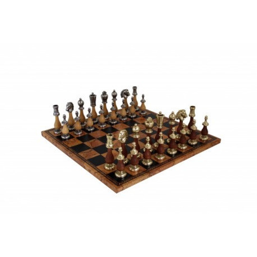Arabic Style Wood & Metal Chess Set With Unique Chessboard - Etsy