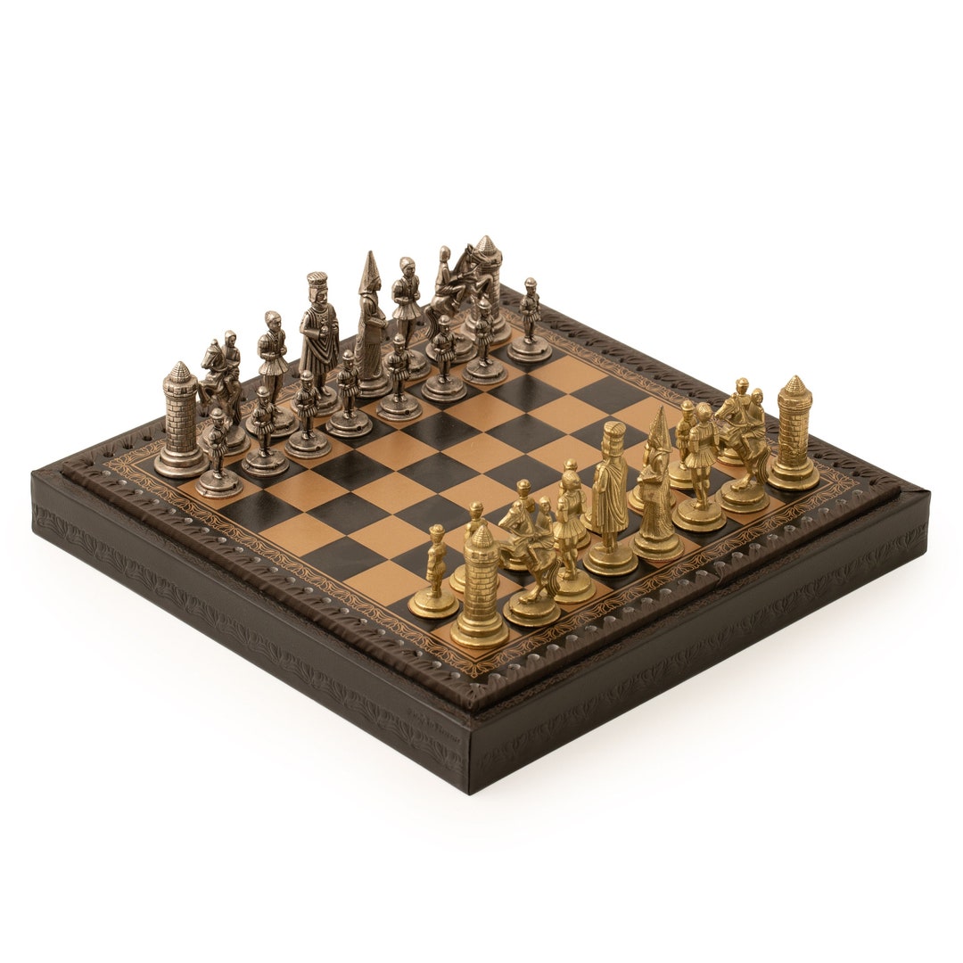Solid Metal Camelot Theme Chess Set With Gameboard/box - Etsy