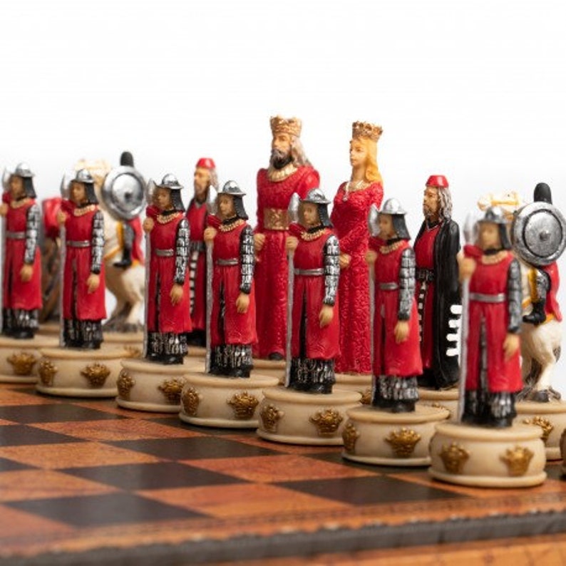 Unique Handpainted Chess Set With Leatherlike Chess Boardbox - Etsy