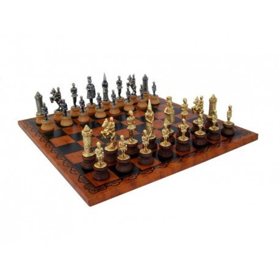 CAMELOT: Chess Set With Leatherette Chessboard - Etsy