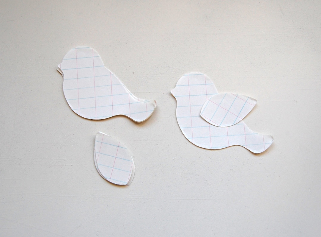 Vintage Bird Paper Cut Outs From White Grid Paper, Set of 10, Scrapbook ...